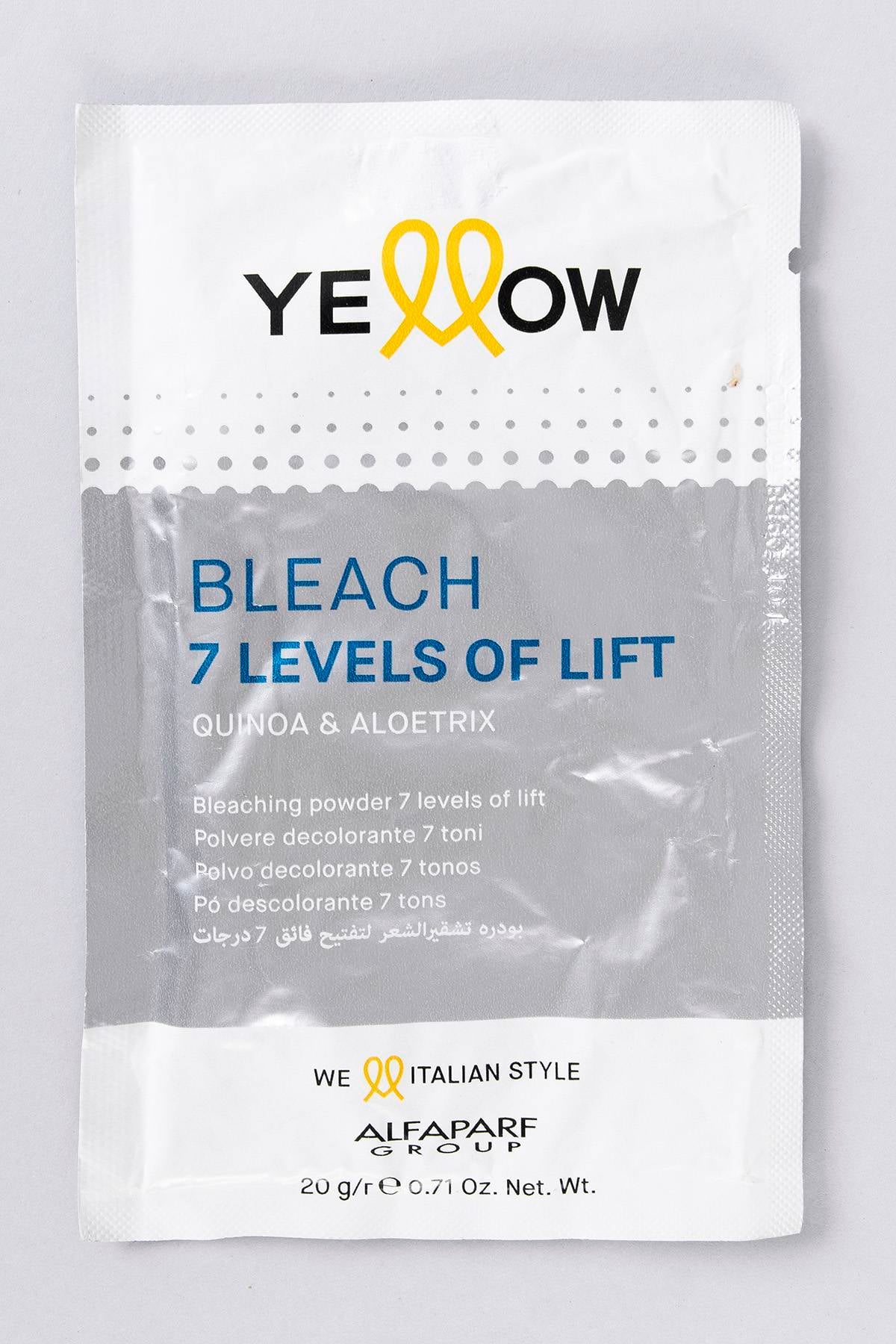 Polvo decolorante 7 tonos Yellow 20g | Deprati Tienda Online