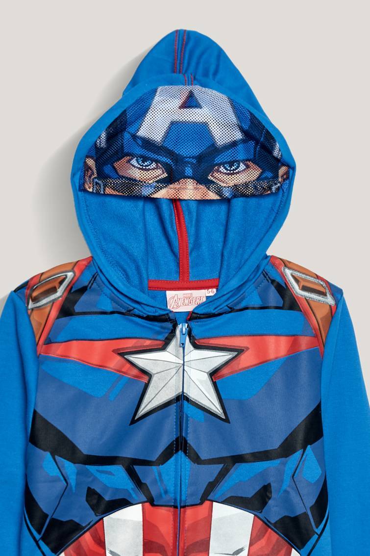 Chompa Estampada Tipo Disfraz con Capucha Avengers | Deprati Tienda Online