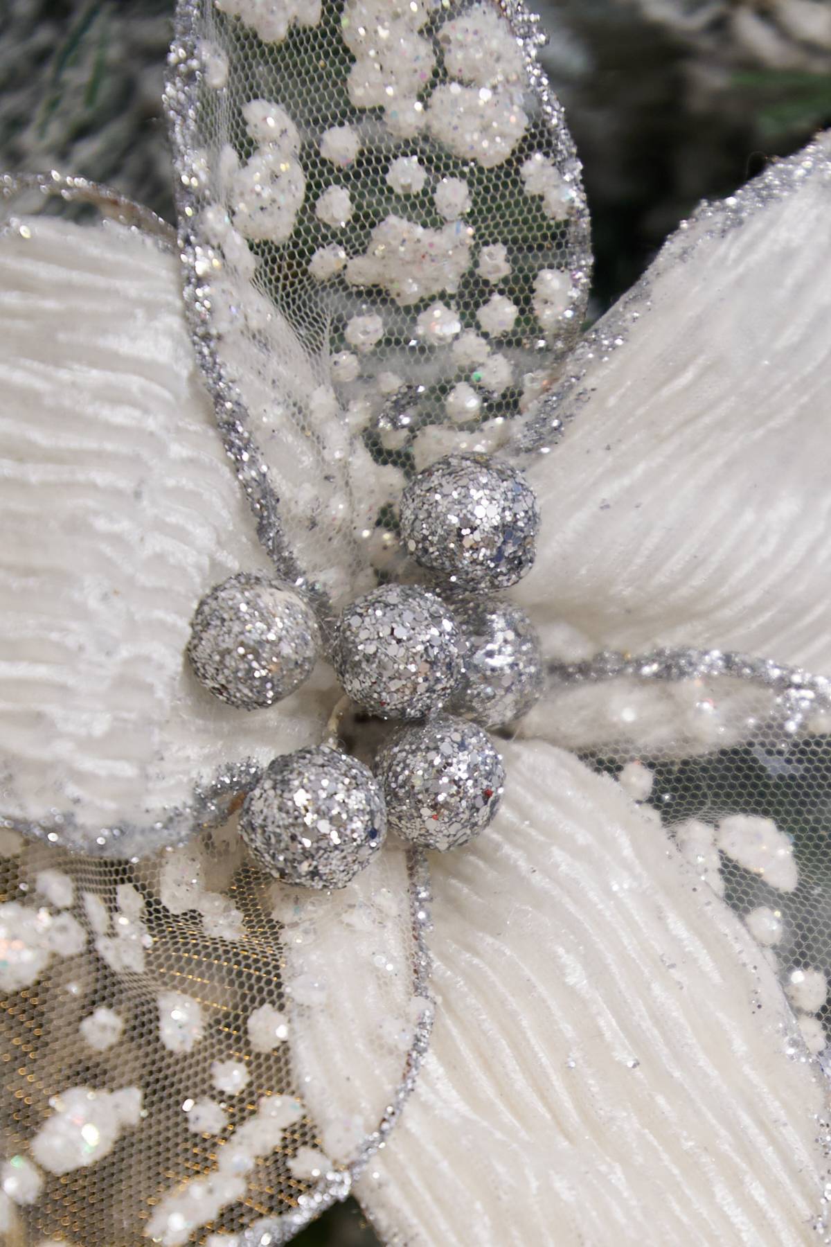 Flor Decorativa Plateada Deconova Christmas | De Prati Tienda Online