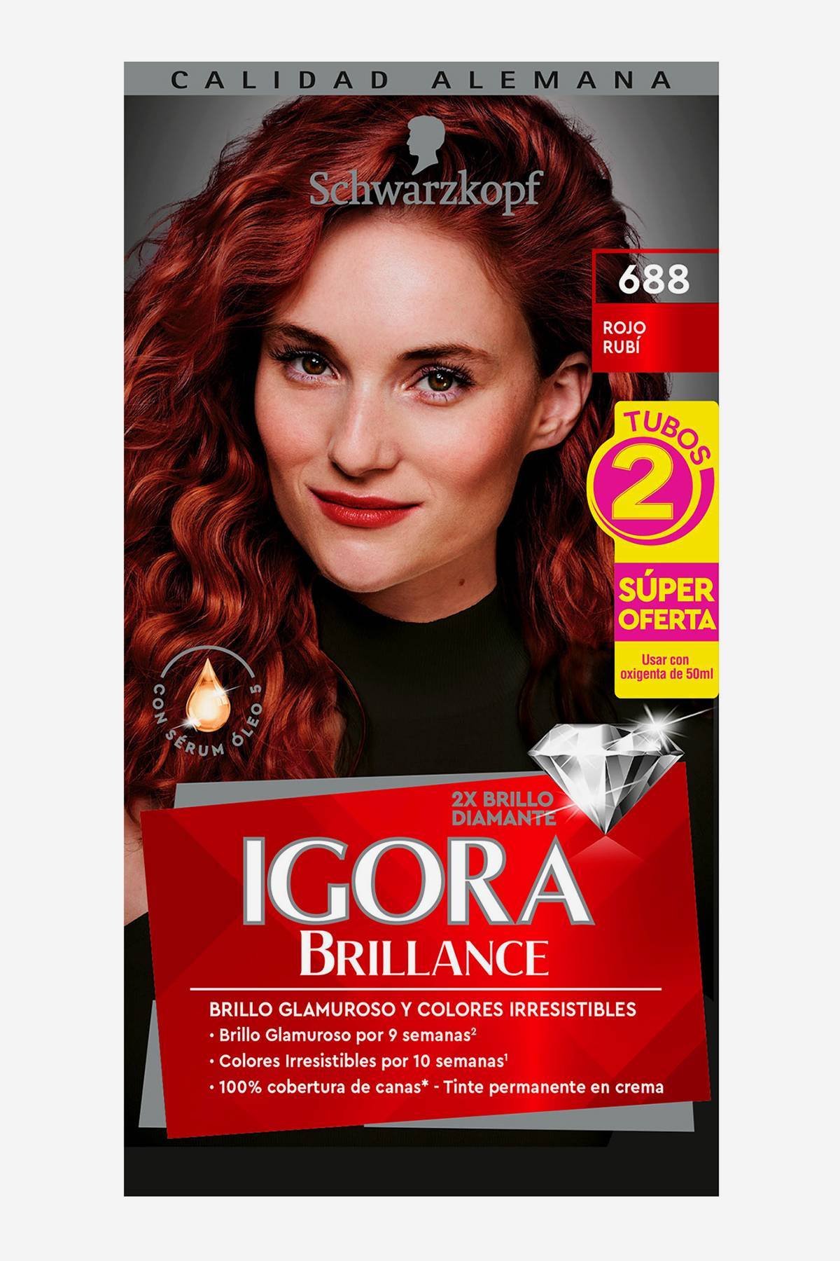 Tinte Schwarzkopf Igora Brillance 688 Rojo Rubí | Deprati Tienda Online
