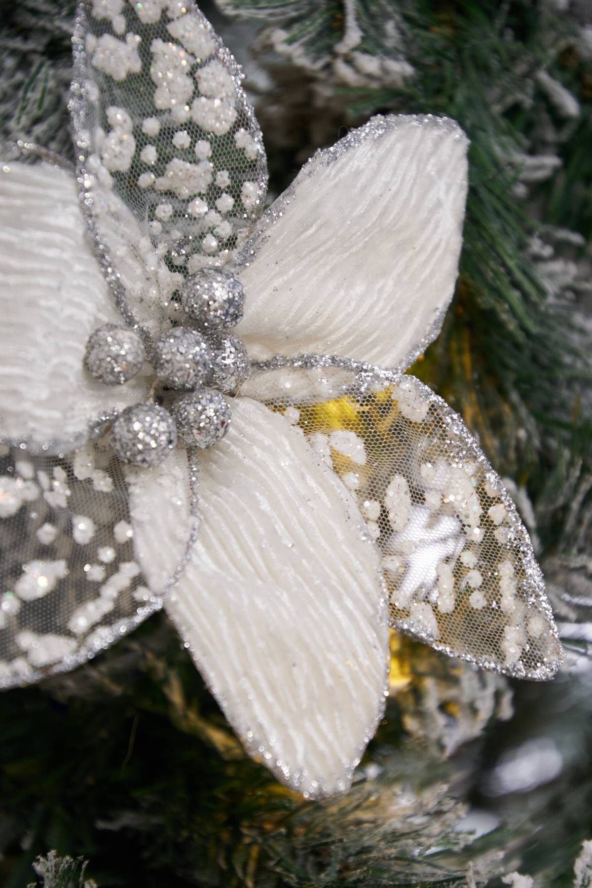 Flor Decorativa Plateada Deconova Christmas | De Prati Tienda Online