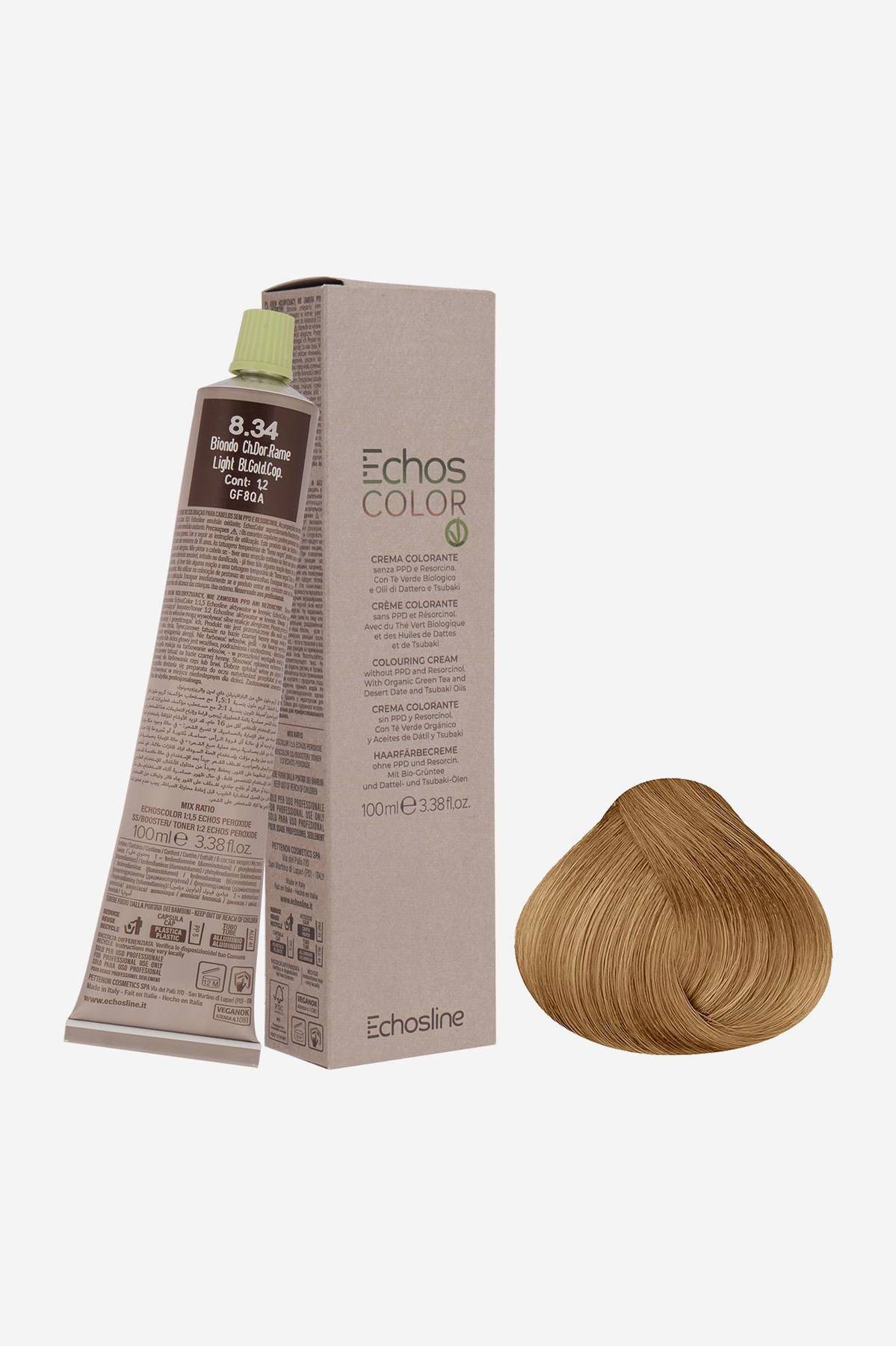 Tinte en Crema Vegano Echos Line 8.34 Rubio Claro Dorado | Deprati Tienda Online