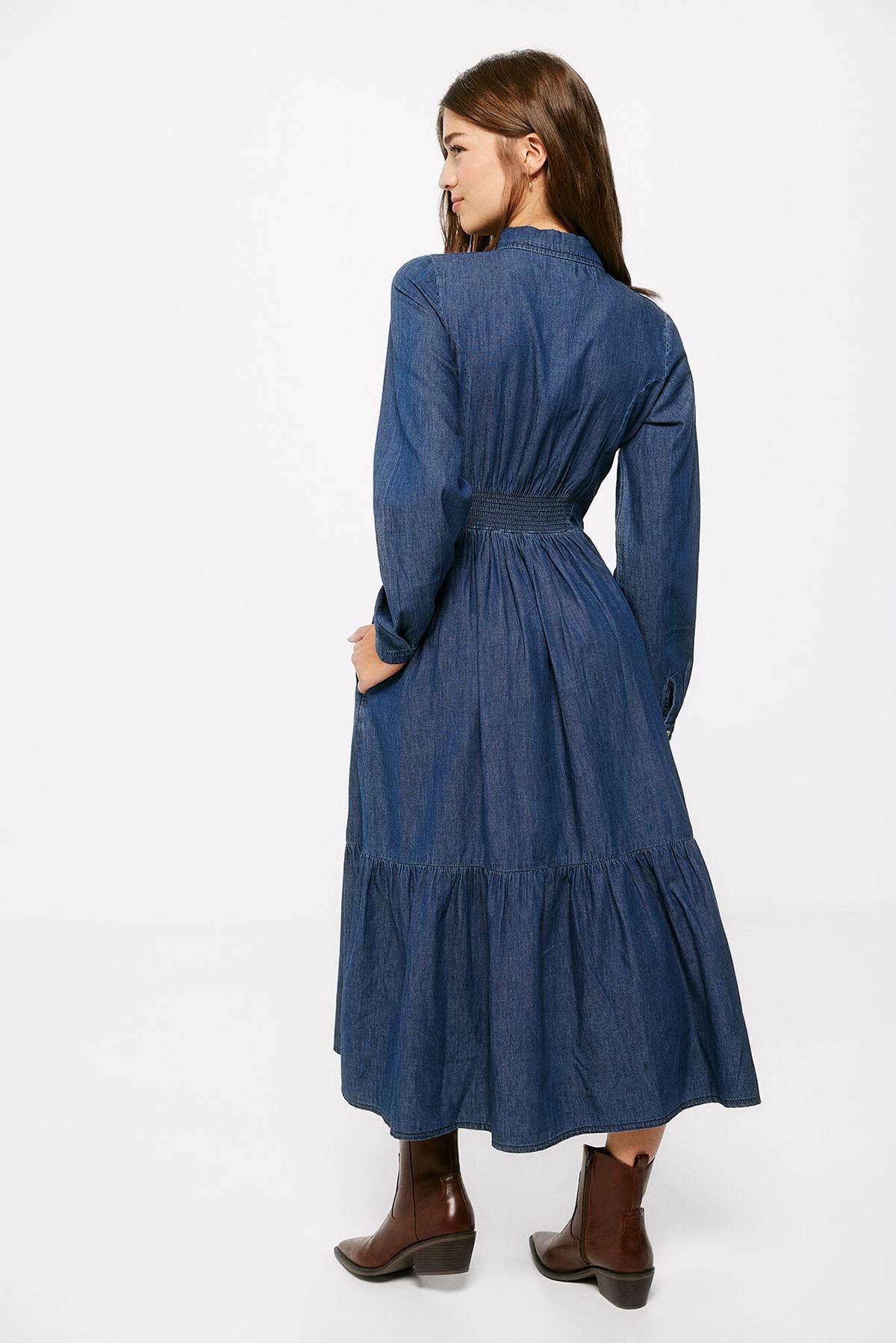 Vestido Denim Manga Larga Springfield | Deprati Tienda Online