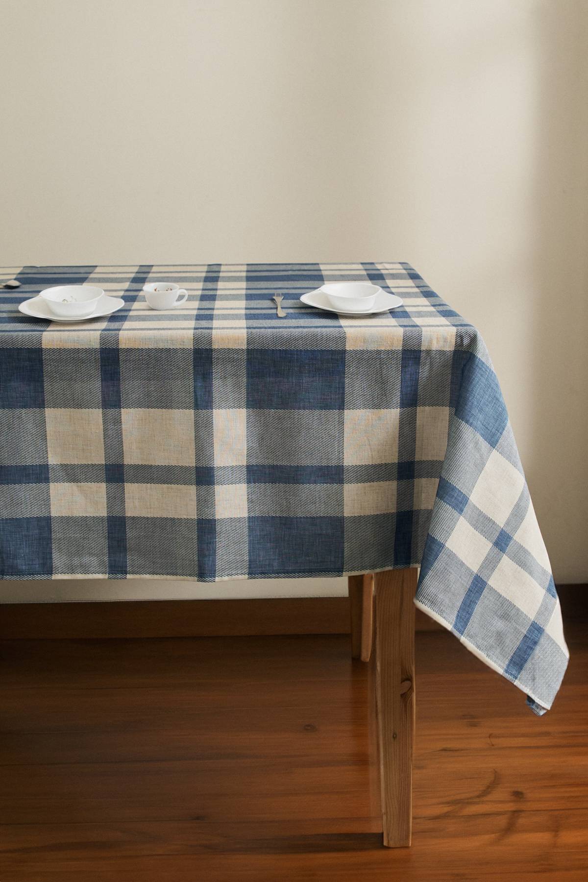 Mantel Rectangular a Cuadros 10 Puestos Naturals | Deprati Tienda Online