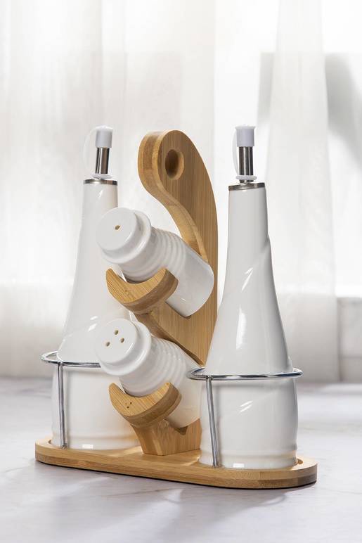 Set de Alcuzas de Cerámica con Base de Madera | Deprati Tienda Online