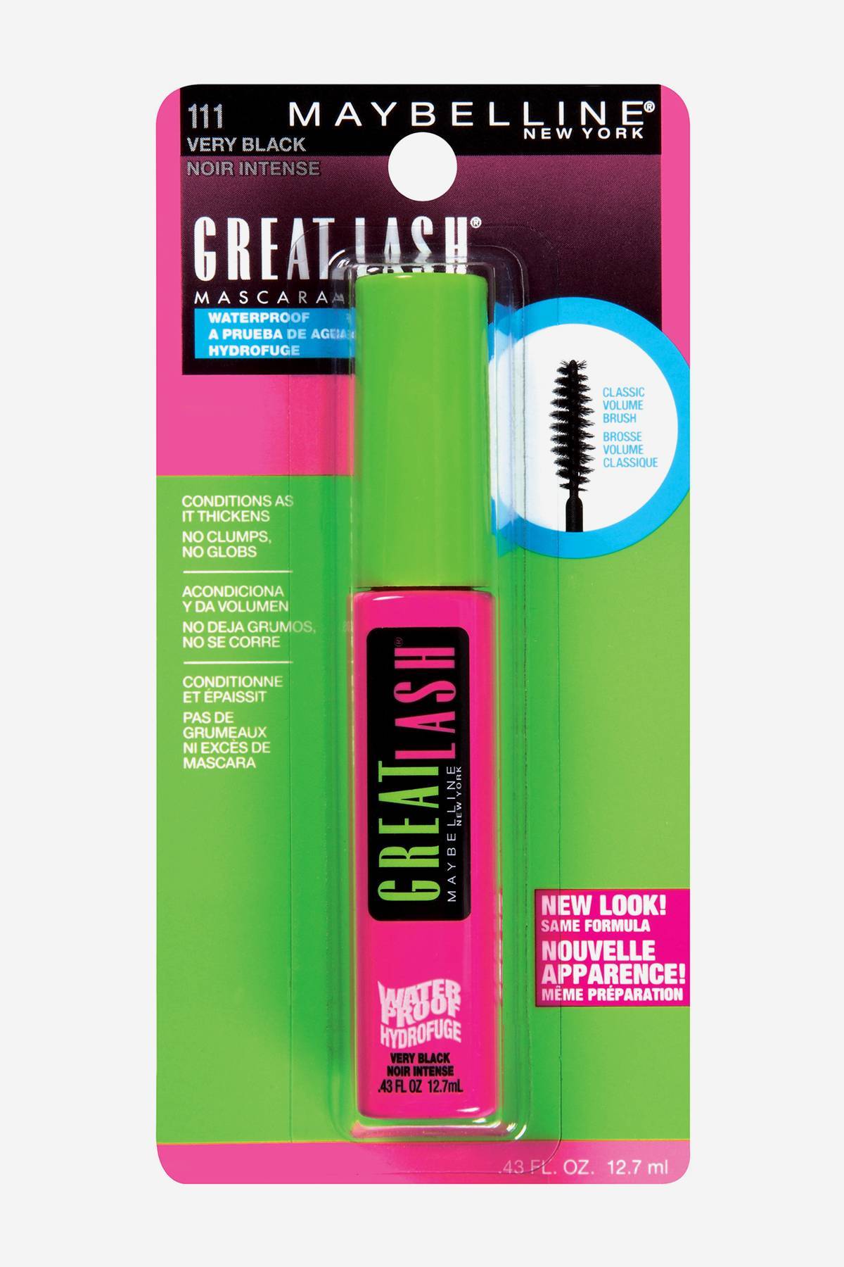 Máscara para Pestañas Great Lash Waterproof Maybelline Very Black ...