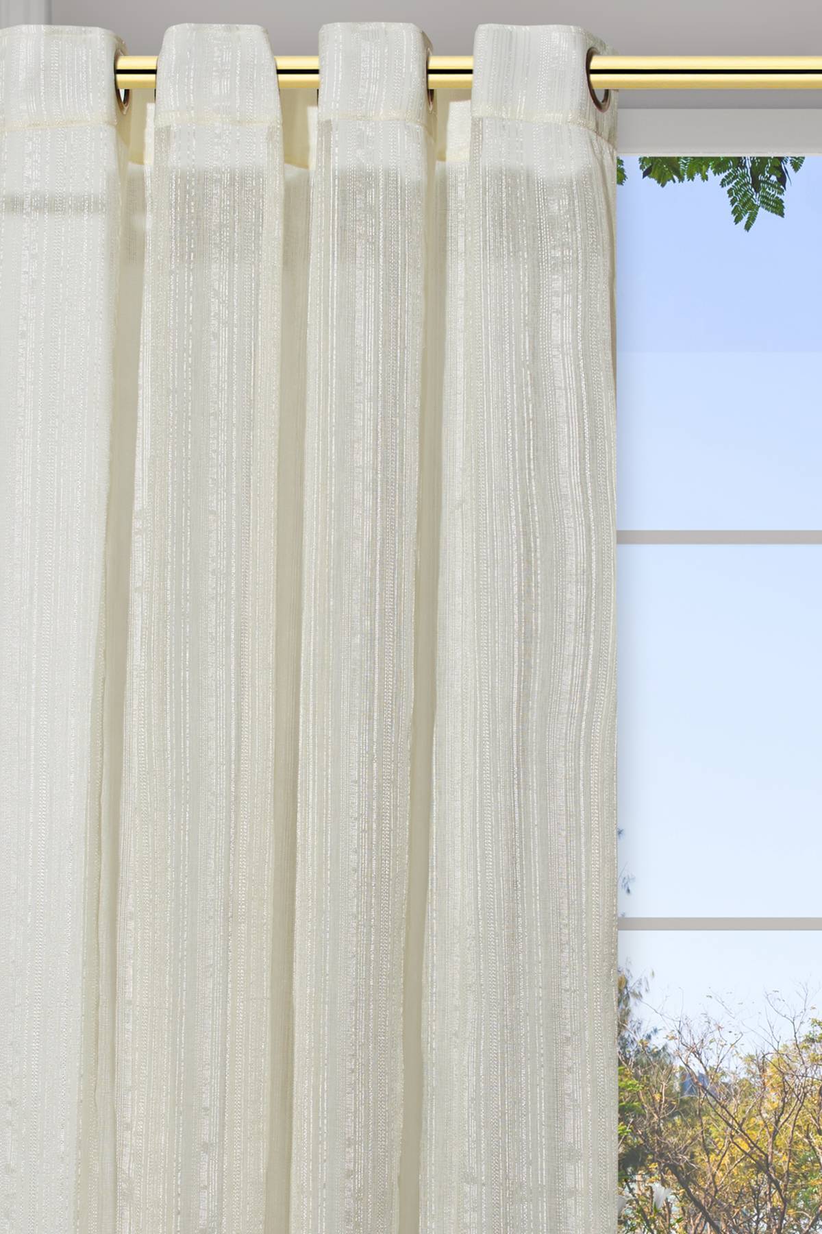 Visillo Ivory con Rayas Tergal Deconova | Deprati Tienda Online