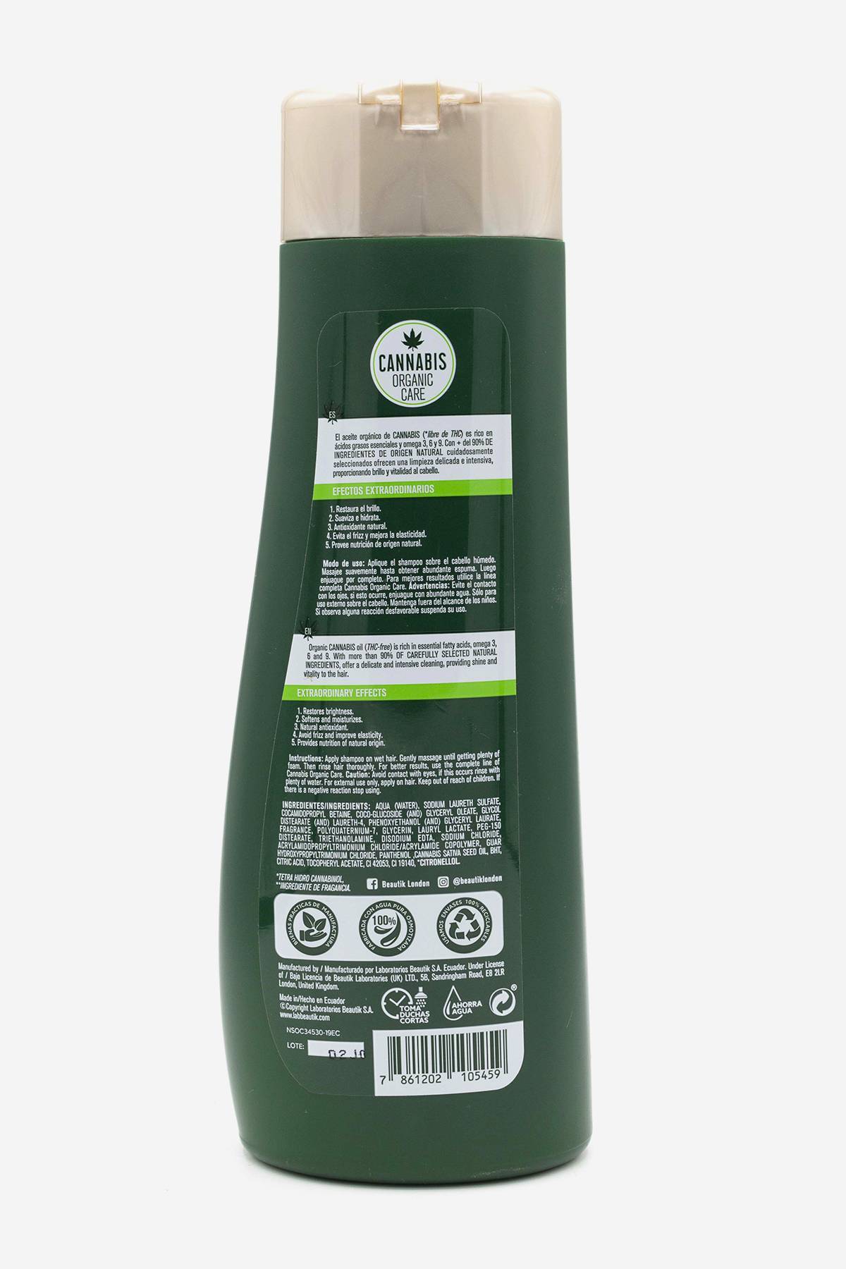 Shampoo Cannabis Organic Care Beautik London 400ml | Deprati Tienda Online