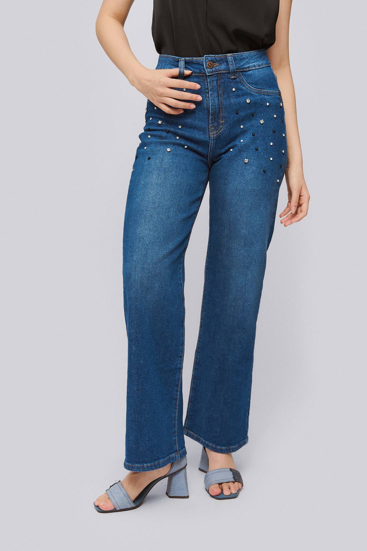 Jeans Straight con Apliques H&O | Deprati Tienda Online