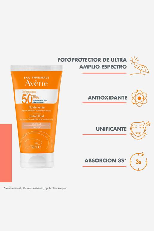 Protector solar facial con color SPF50+ Avène 50 ml | Deprati Tienda Online