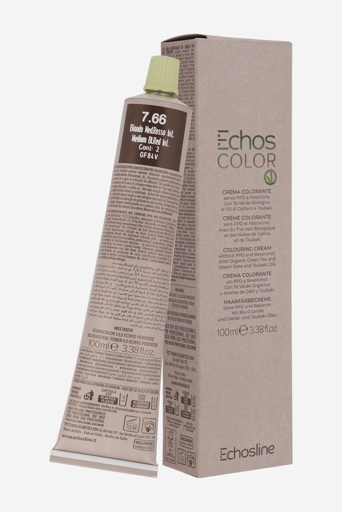 Tinte en Crema Vegano Echos Line 7.66 Rubio Medio Rojo Intenso | Deprati Tienda Online