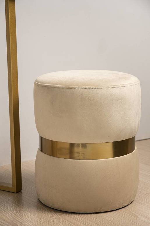 Puff Blanco y Dorado Tahua | Deprati Tienda Online