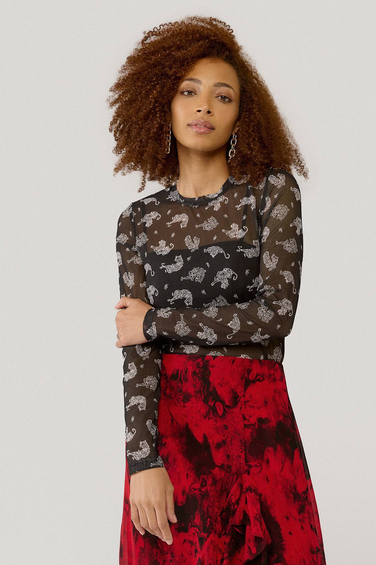 Blusa Mesh Manga Larga H&O | De Prati Tienda Online