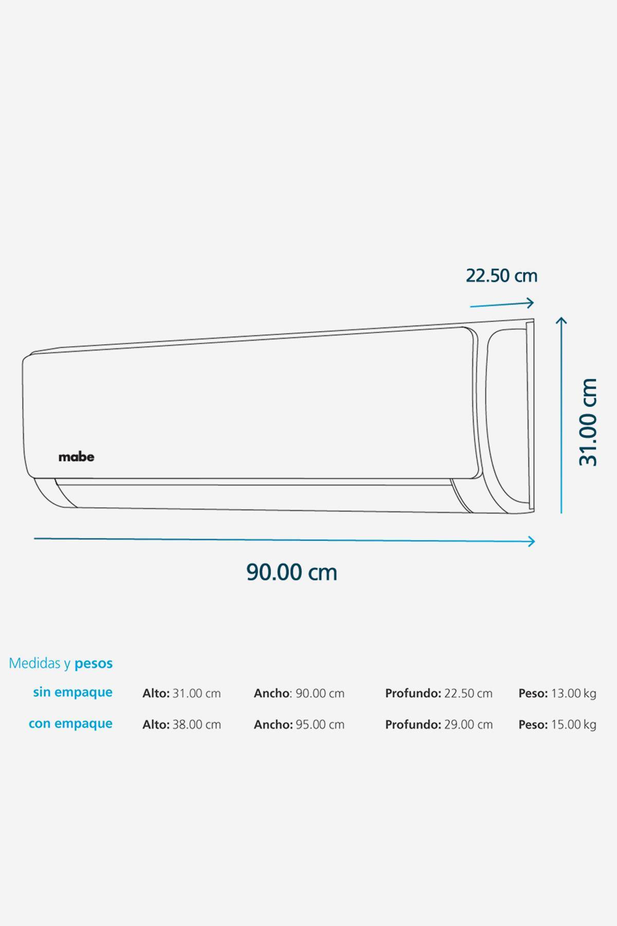 Split Alta Eficiencia Mabe MMT18CDBWCCAX8 18000 BTU | Deprati Tienda Online