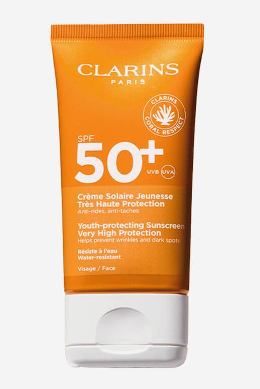 Protector Solar Antiedad Muy Alta Protección SPF50+ Clarins 50 ml ...