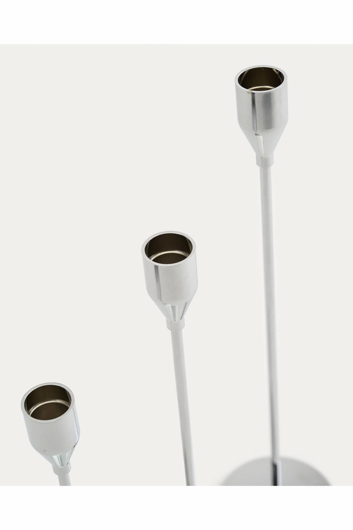 Set de Candelabros Plateados Deconova X3 | De Prati Tienda Online