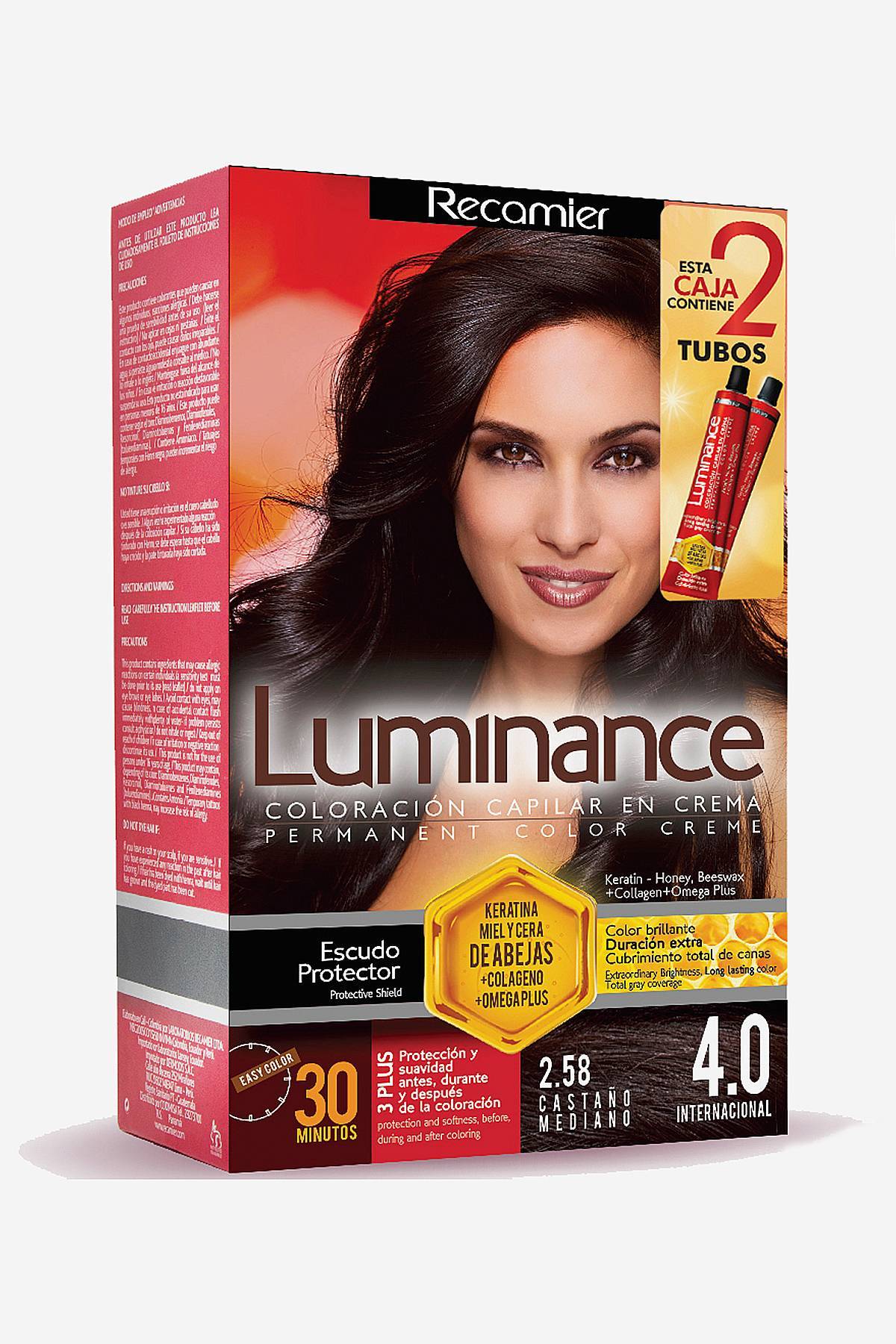 Set de tintes Luminance Recamier #4.0 Castaño mediano x2 | De Prati ...