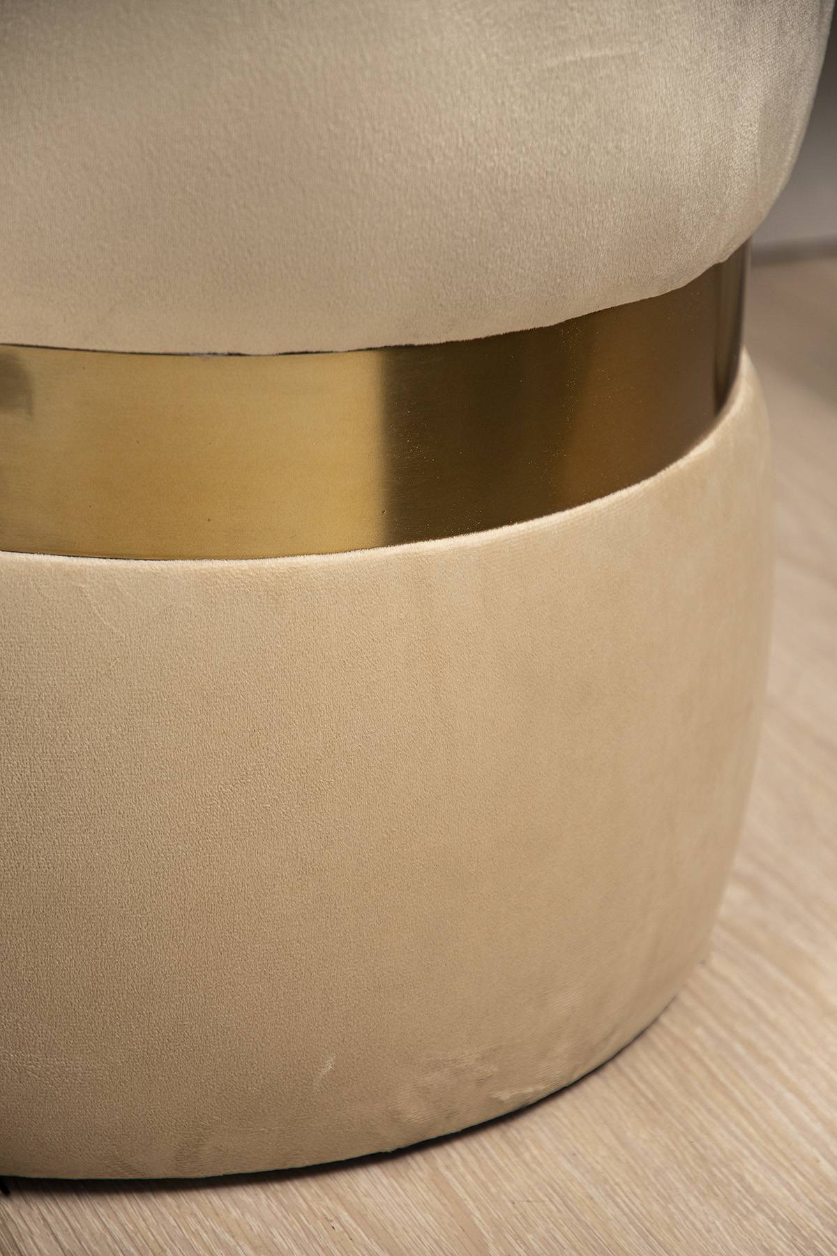 Puff Blanco y Dorado Tahua | Deprati Tienda Online