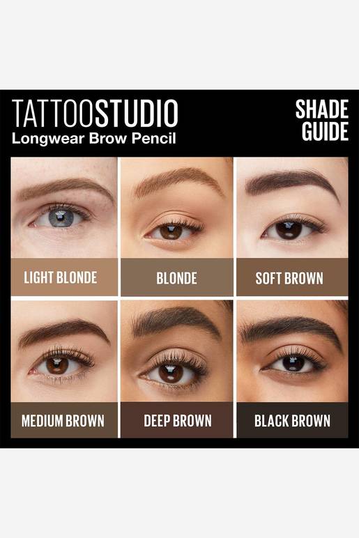 Lápiz para Cejas Tattoo Studio Maybelline Medium Brown | Deprati Tienda ...